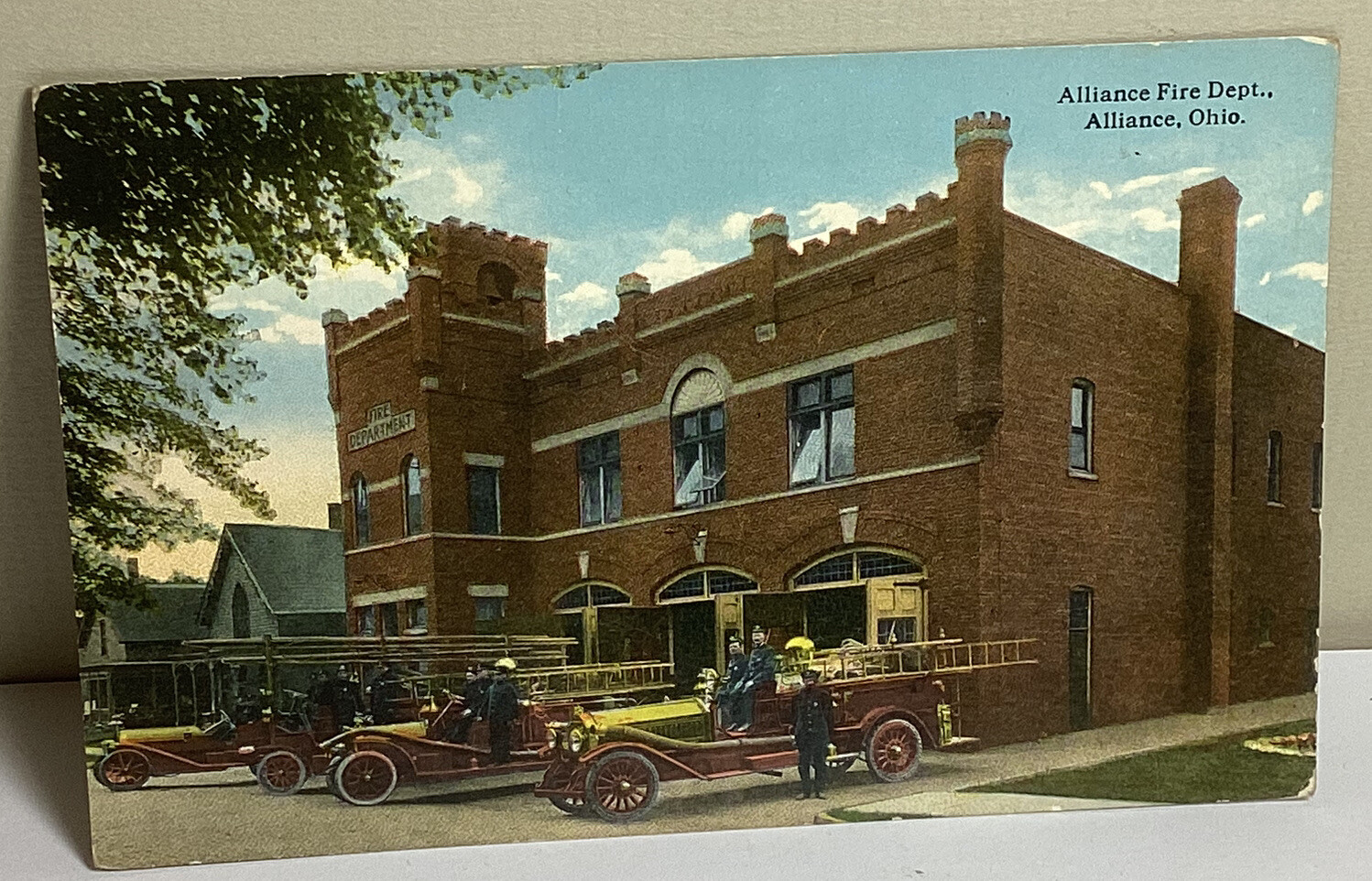 VINTAGE POSTCARD OF THE ALLIANCE FIRE DEPT. OF ALLIANCE OHIO FIREMEN ON ...