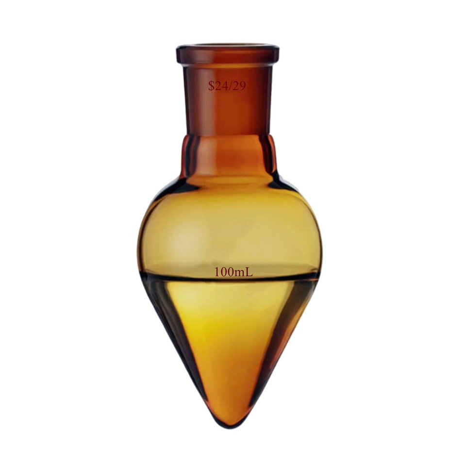 24/29 Amber Pear Shape Glass Flask Brown Pyriform Reaction Bottle Lab ...