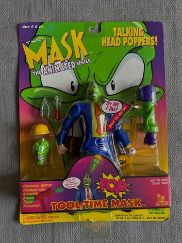 Mask The Animated Series Talking Head Poppers TOOL TIME MASK 1997 MOC ...