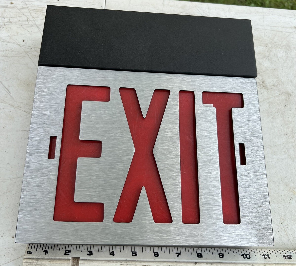 Old Style Glass Exit Sign Vintage Illuminated Exit Sign Hi Res Stock
