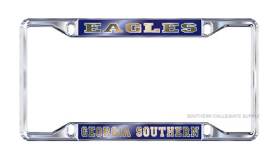 GSU GEORGIA SOUTHERN EAGLES Chrome Mirrored License Plate Tag / Frame ...