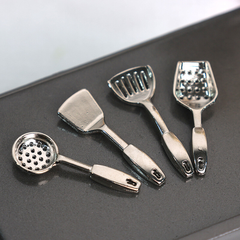 Micro Toy Kitchen Utensils Rice Spatula Metal Alloy Spatula Spoon Four ...