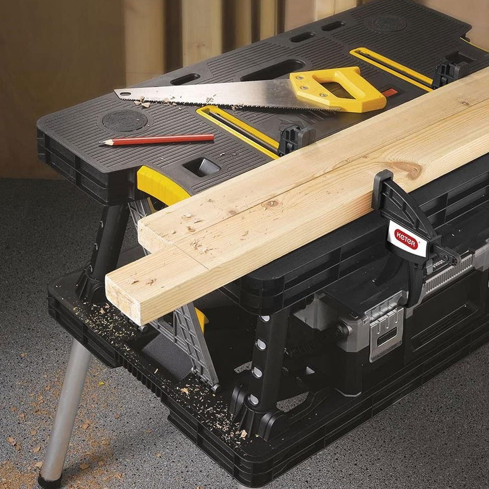 Portable Folding Work Table Tool Storage Stand Workbench with 12 Inch ...