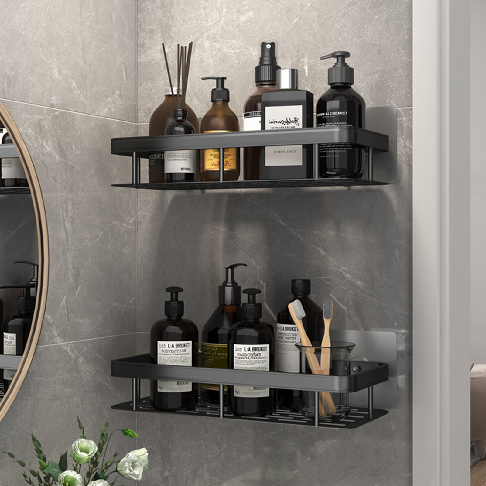 Wall Mounted Bathroom Shelf No-drilling Storage Rack Over Toilet ...
