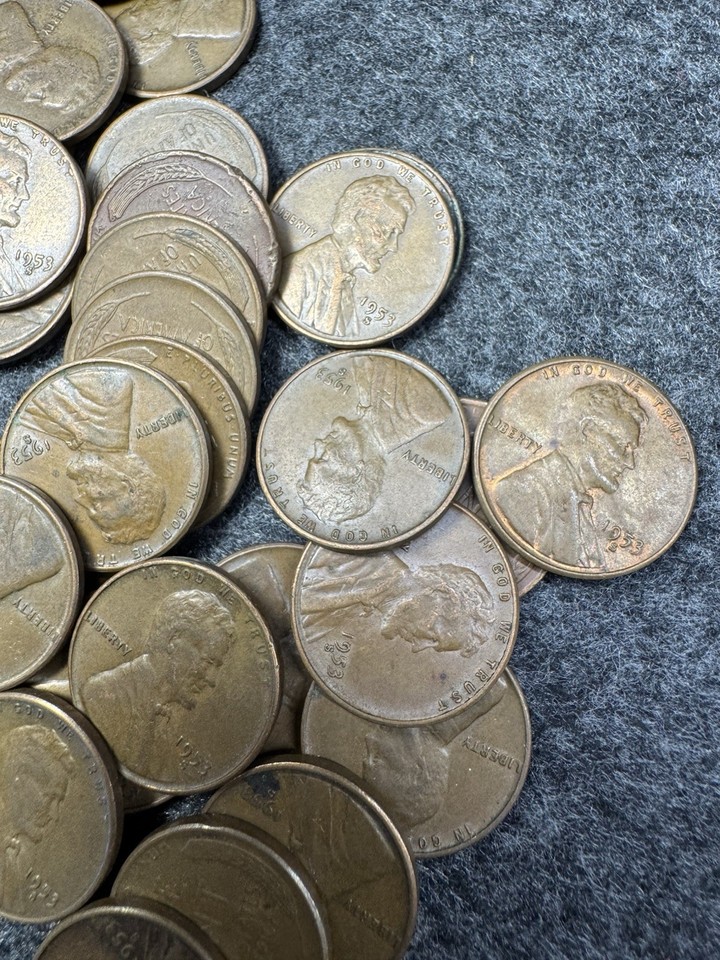 1953 S Lincoln Wheat Cent Roll Average Circulation 50 Pennies Penny | eBay