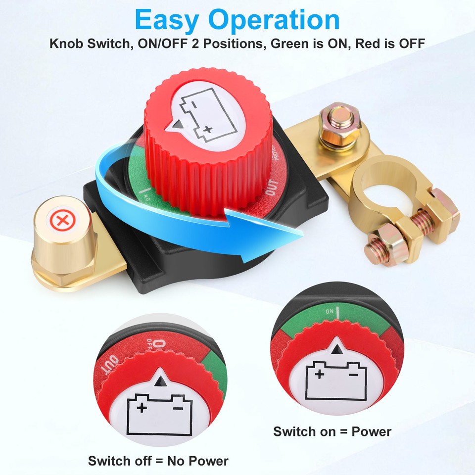 Top Post Battery Disconnect Switch 12-48V Marine Battery Cut Off Switch ...