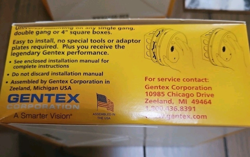 Gentex GN-503 Smoke And CO Alarm 120VAC With 9VDC Battery Backup C01209 ...