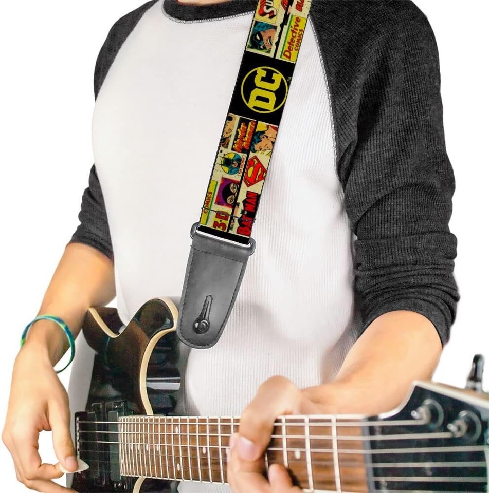 Guitar Strap - Vintage Dc Comics Superhero And Logos Collage (US IMPORT ...