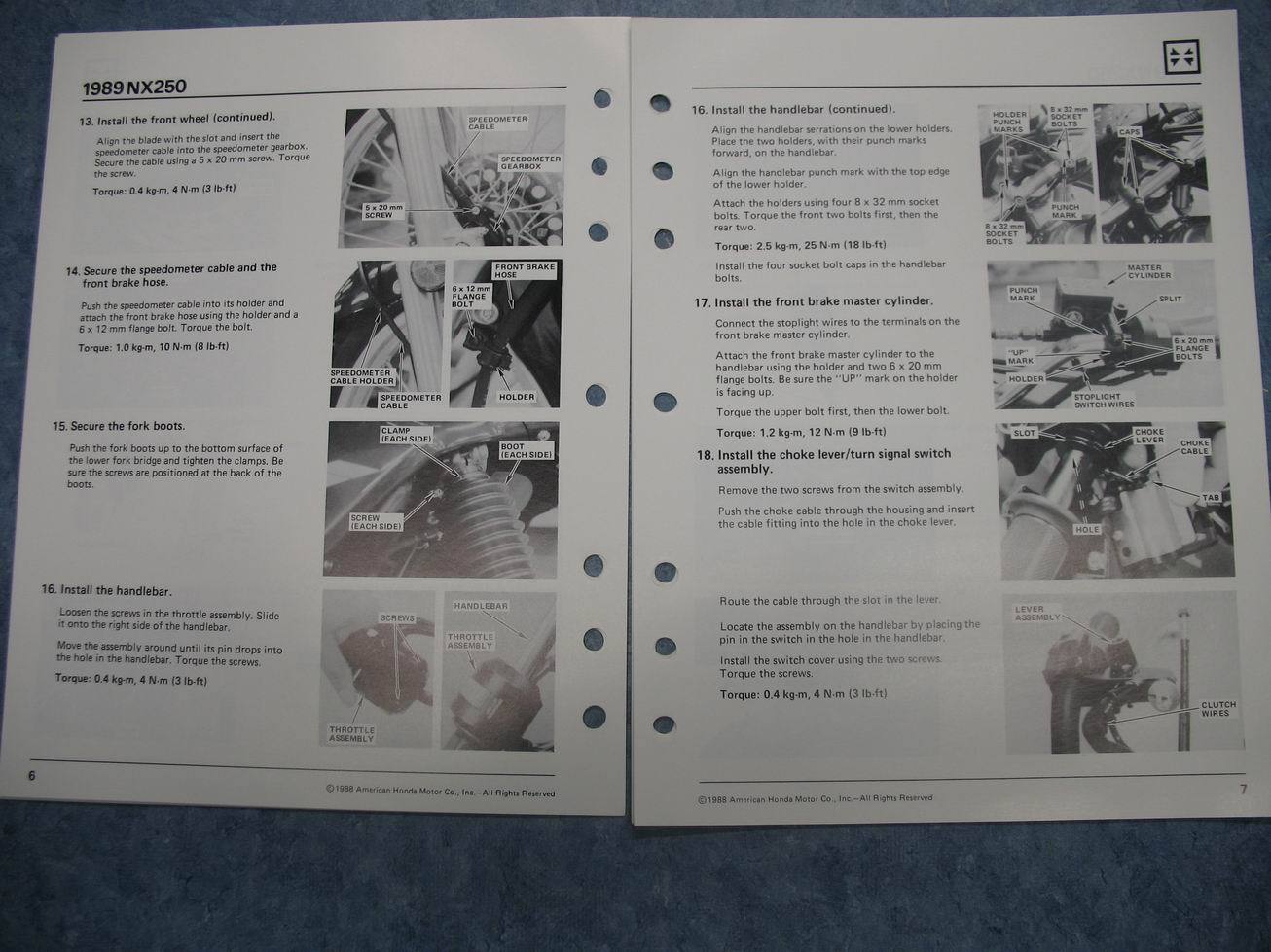 HONDA 1989 NX250 SET UP INSTRUCTIONS 89 NX 250 | eBay Australia