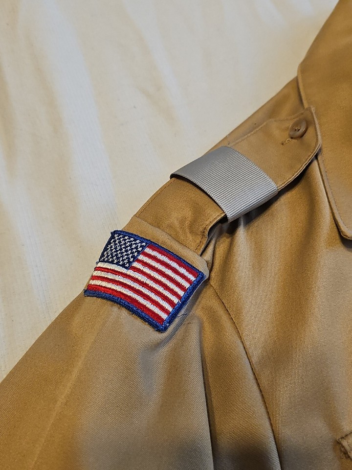 Vintage Boy Scouts Khaki Tan MILITARY Uniform Shirt L Short Sleve ...