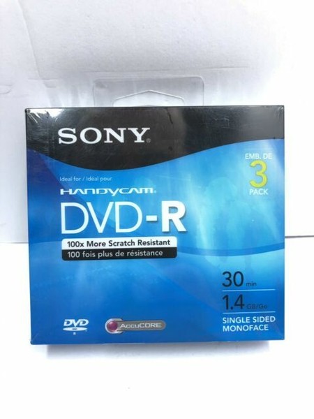 3-pack Sony Handycam Dvd-r 30 Min 1.4gb Single Sided Discs - 3dmr30l1h ...