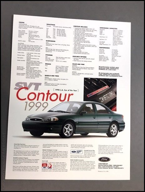 1999 Ford SVT Contour Original 1-page Sales Brochure Sheet | eBay