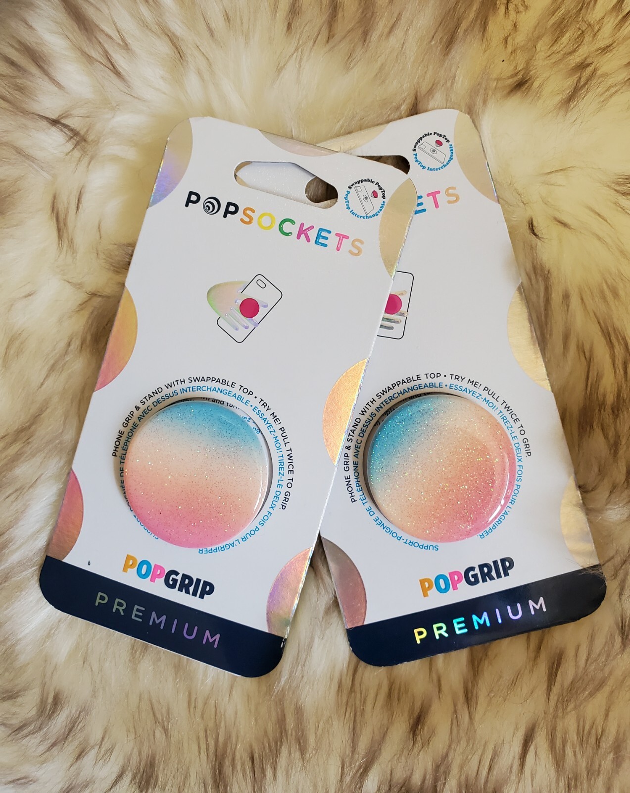 NEW Pop Sockets Popgrip Rainbow Glitter Set of 2 ! Phone Grip - Phone ...