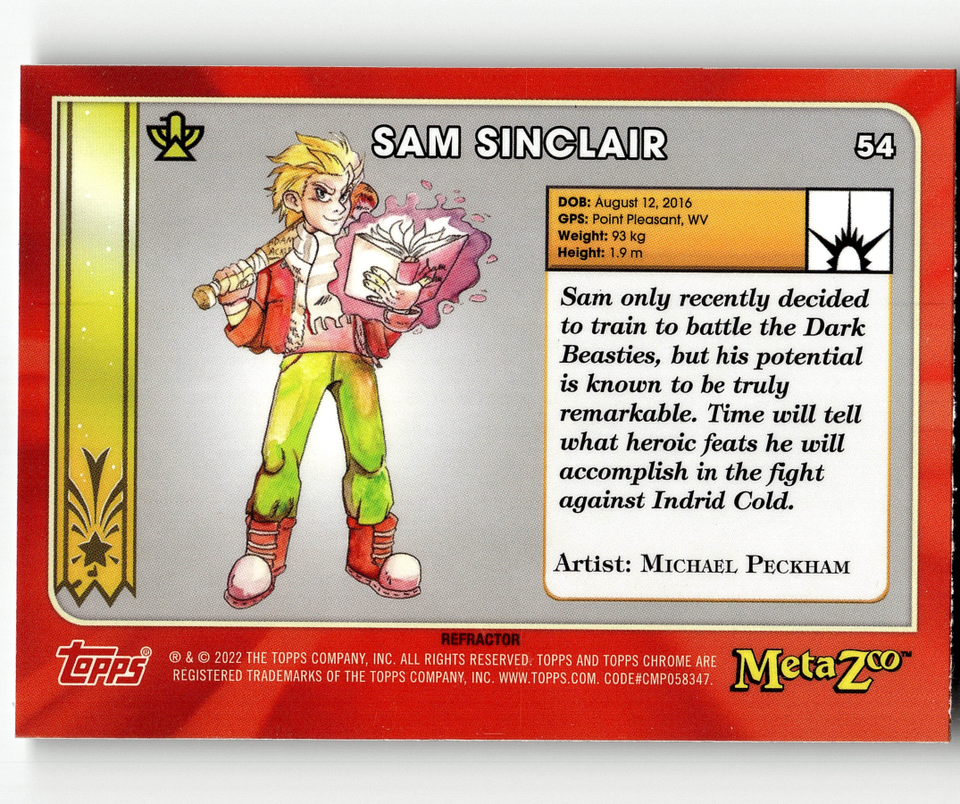 Refractor - MetaZoo Sam Sinclair Topps Chrome Series 0 #54 Gold | eBay