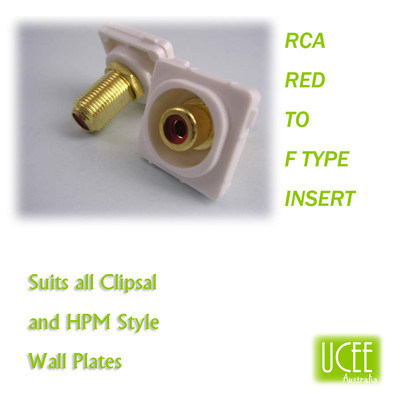 RCA - F Type Red Audio Wall Plate Insert Fits CLIPSAL AND COMPATIBLE ...