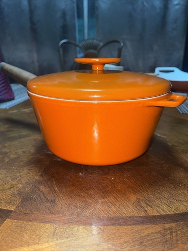 Iron Cast Pot Enamel 8 Inch Sauce Pan Copco Orange Pot with Lid | eBay