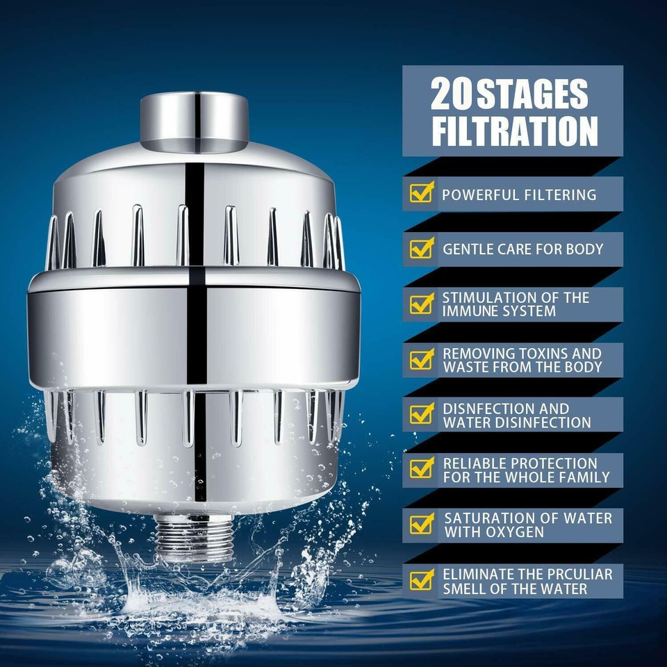 20Stage Shower Filter for Hard Water, Universal Shower Head Water ...