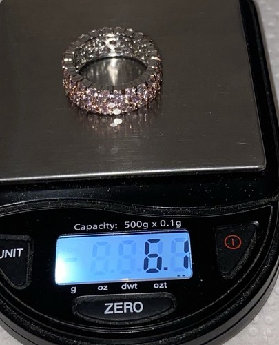 Signed 925 CWE CZ, Charles Winston Pink CZ 3 Row, Sterling Ring Size 6. ...