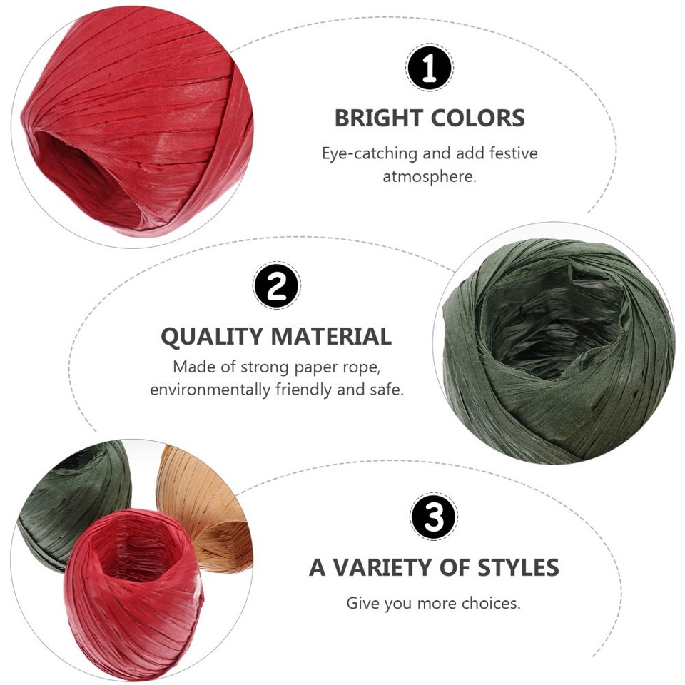 6 Rolls 20 Meters Raffia Paper Ribbon Twine Strings Decorative Paper ...