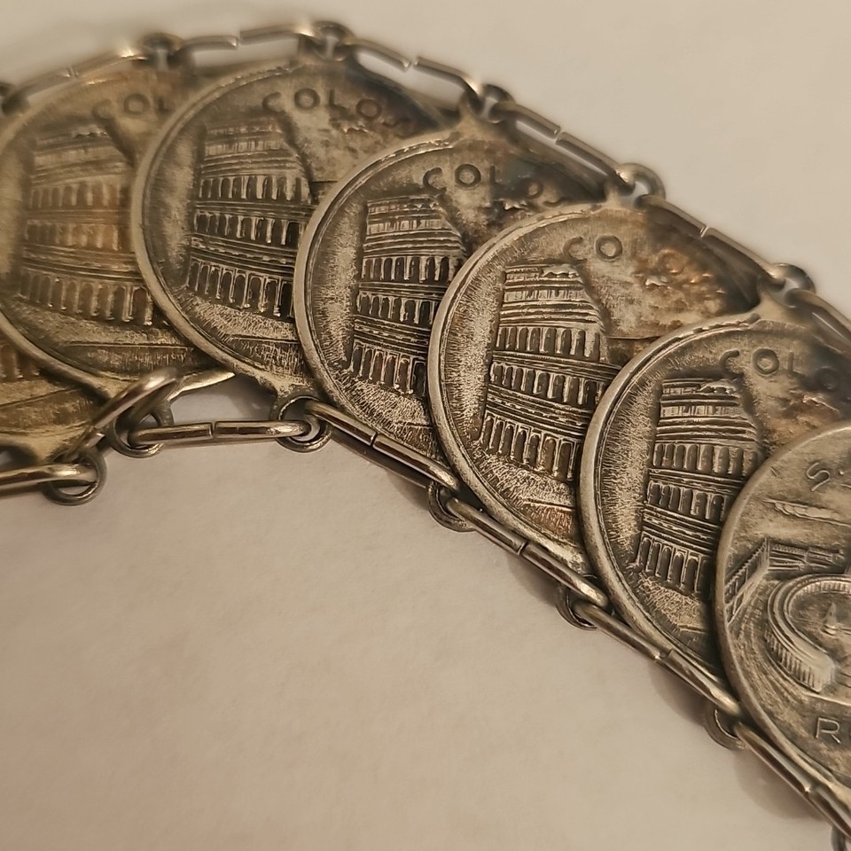 Vintage 1950's Rome Roman SPQR Silver Coin Tourist Bracelet | eBay