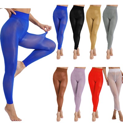 Women's Mesh Tights Casual See Through Stockings Footless Pants Long ...