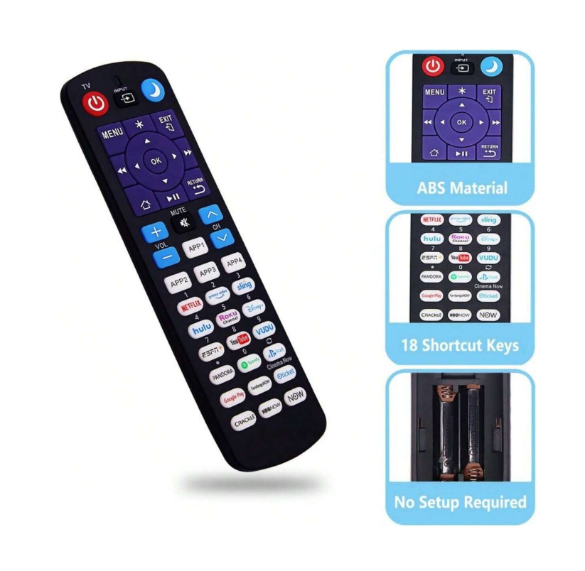 Replacement Remote for TCL, Hisense, Onn, Sharp Roku TVs & Roku Player ...