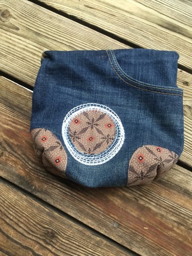 Upcycled Reinvented Repurposed Denim Jeans Purse Cosmetic Bag Accessory ...