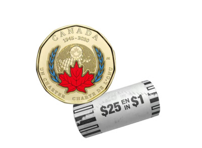 2020 Canada $1 United Nations 75 Anniversary All Coloured Loonie Bank ...