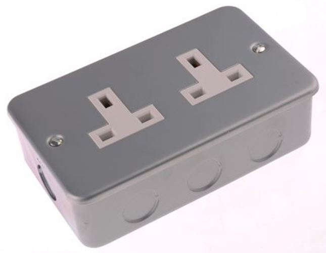 RS Pro Grey 2 Gang Unswitched Electrical Socket, Type G - British, 13A ...