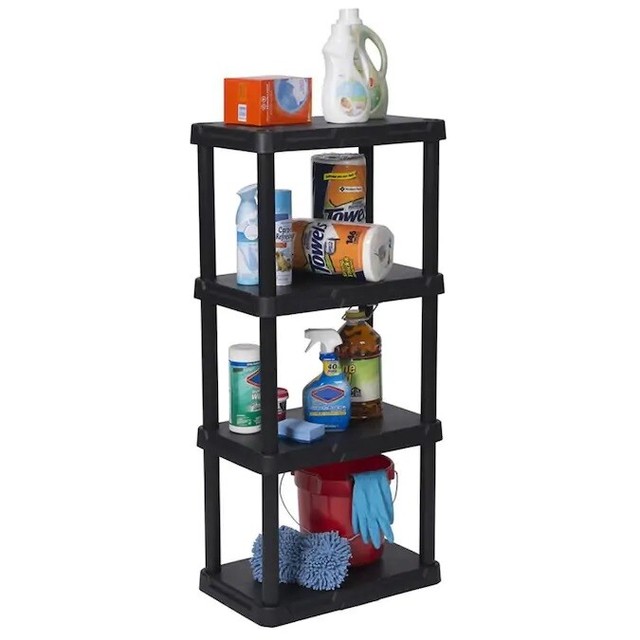 Blue Hawk 4 Tier Plastic Freestanding Shelving Unit Storage Organizer ...