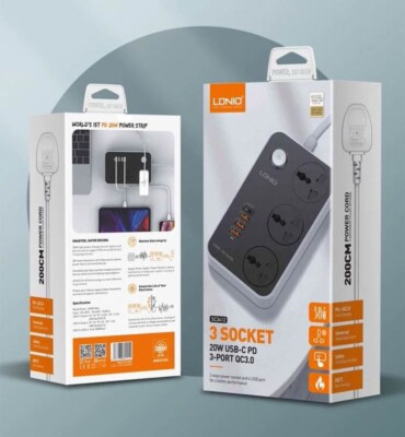 LDNIO with USB socket plug PD20W extension board QC3.0 fast charging ...