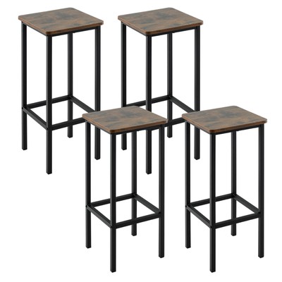 28" Bar Stools Set of 4 Backless Dining Stools w/ Footrest Sturdy Metal ...