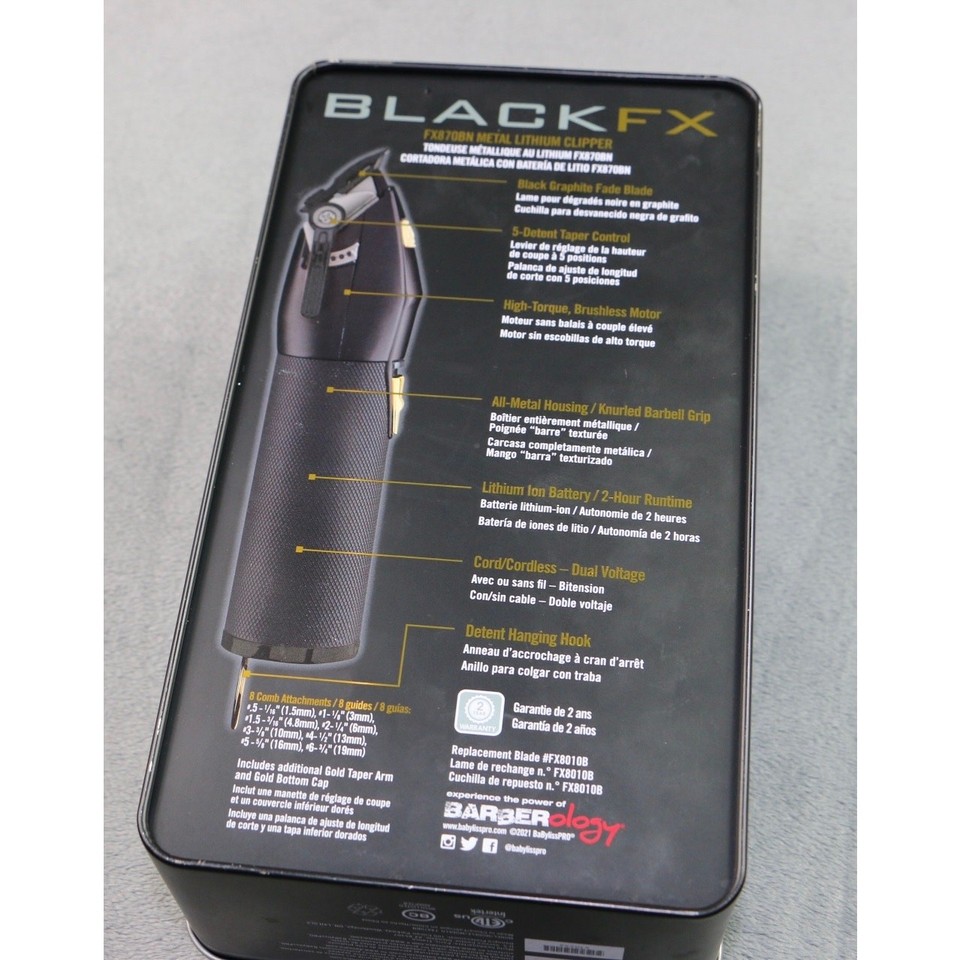 BaByliss PRO Black FX FX870BN Metal Cordless Clipper - Black And Gold W ...