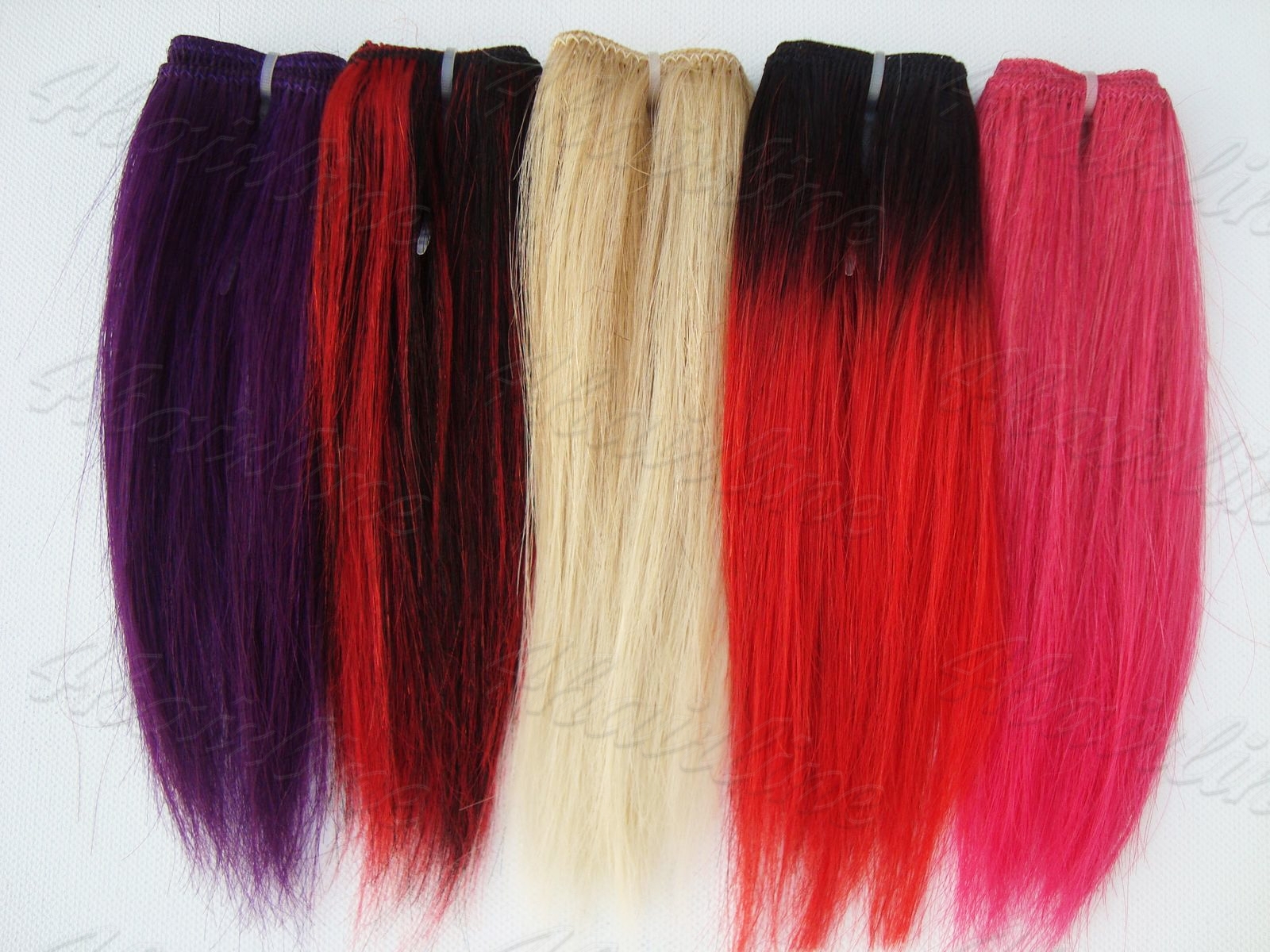 Hair Extensions Blonde Purple Pink T1B/Red Ombre P1B/Red 6" Long 30" or ...