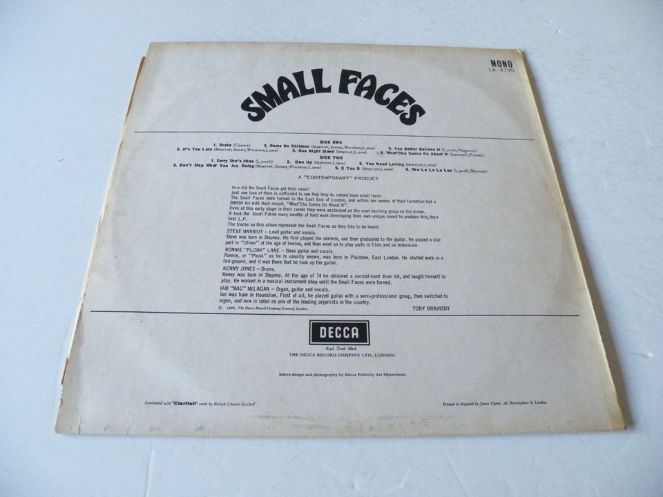 THE SMALL FACES 'SMALL FACES' LP UK DECCA 1966 MONO FIRST PRESSING MOD ...