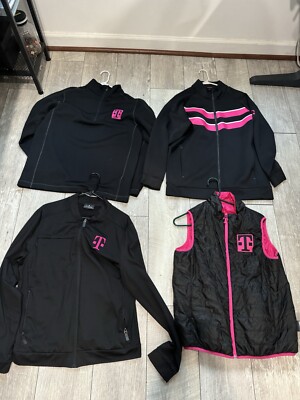 T-Mobile Uniform Jacket Fleece Vest Black Pink Men Size L large | eBay