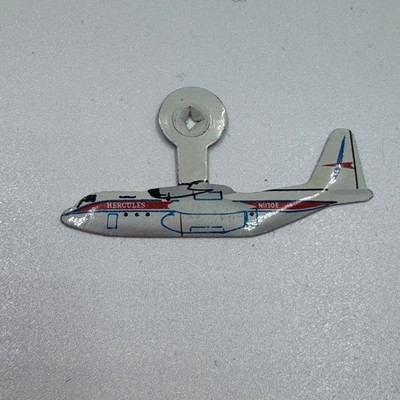 Vintage Lockheed Hercules C-130 Airplane Tin Tab Lapel Pin White Red ...