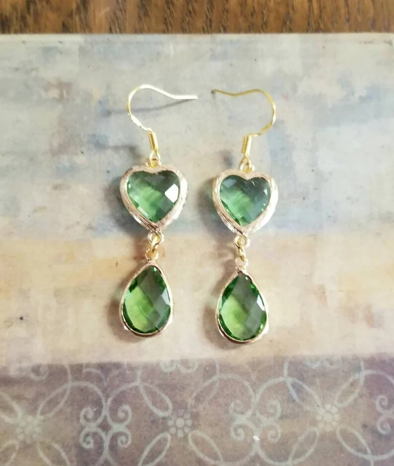 14k Gold Peridot Earrings Womens Gold Dangle Earrings Simulated Peridot Jewelry | eBay
