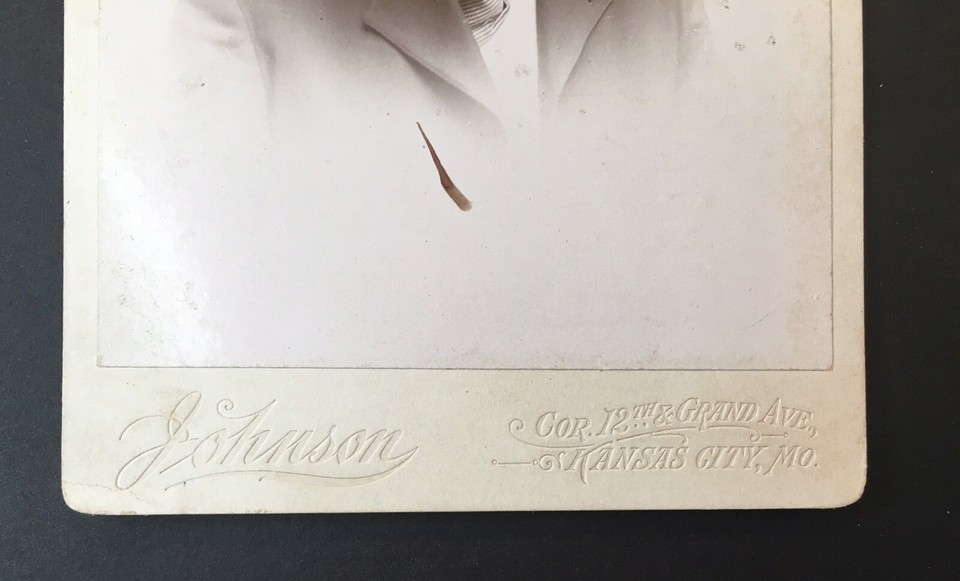 Antique Cabinet Card Photograph Young Man Chiseled Features Kansas City ...