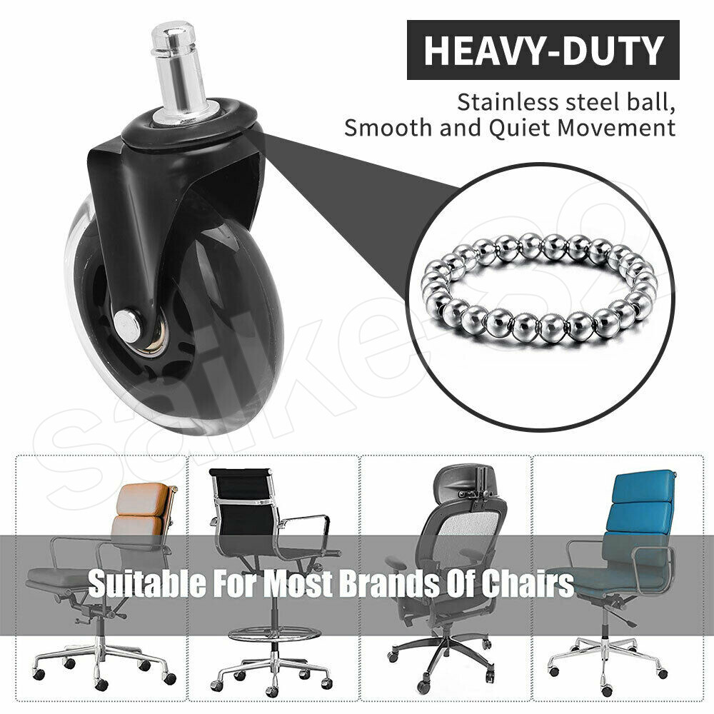 3" Rollerblade Office Desk Chair Wheels Replacement Rolling Caster Grip ...