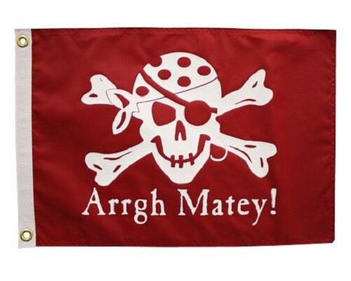 Nautical Pirate ARRGH MATEY 12"x18" Two Sided Flag Outdoor 200Denier ...