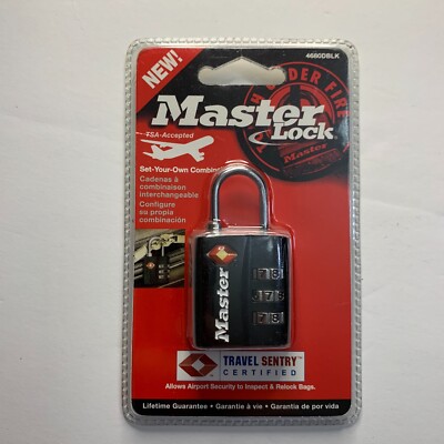 Master Lock 4680DBLK TSA Accepted Luggage Padlock Set Your Own ...
