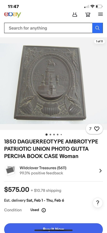 Civil War Era Washington Monument Union Photo Case Daguerreotype or ...