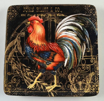 Certified International Gilded Rooster Square Dinner Plate 11441231 | eBay