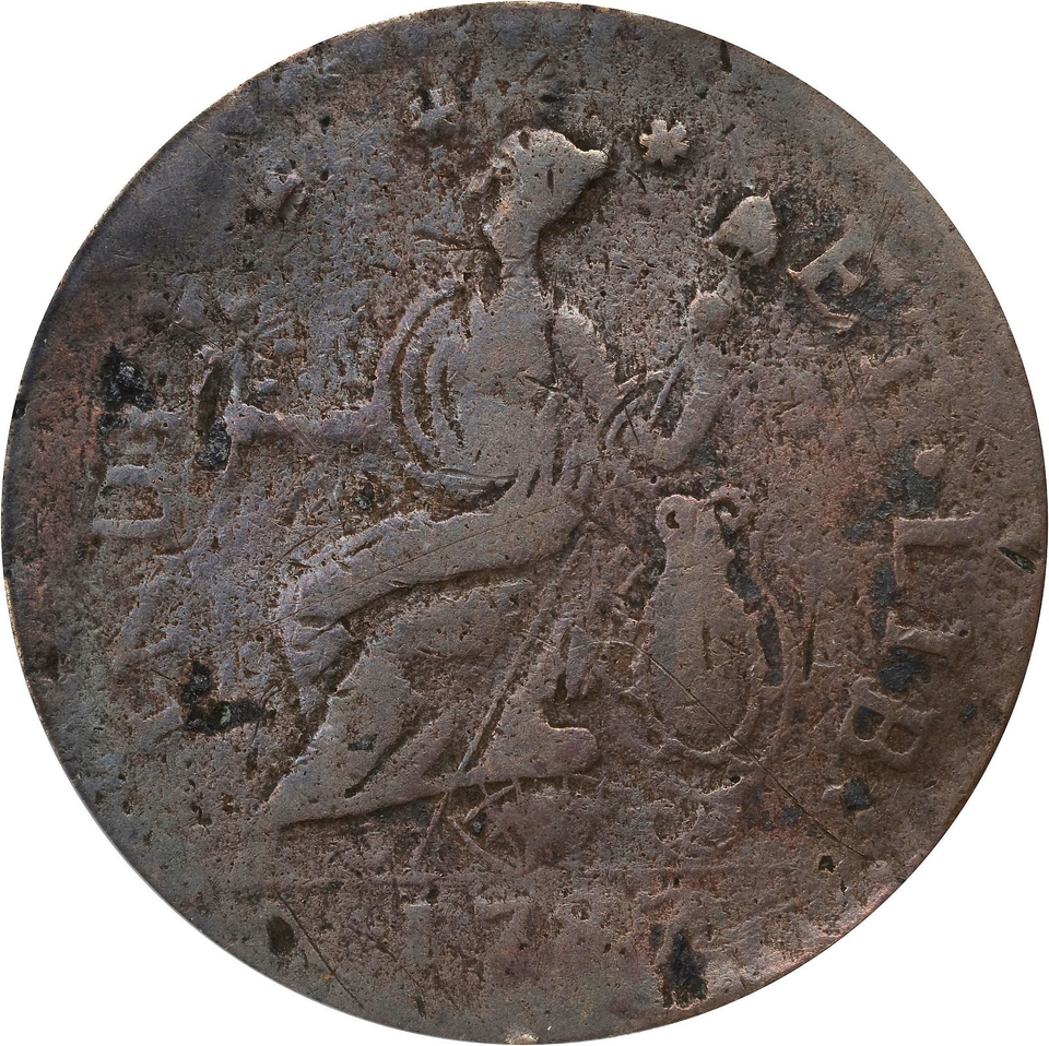 1787 US CONNECTICUT 1/2 Penny Cooper Coin First Laughing Head Left ...