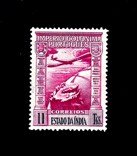 PORTUGUESE INDIA Stamp - 1938 Airplane over Globe Sn C8 Air Mail MNG ...