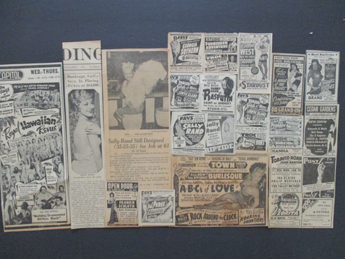 20 BURLESQUE STRIPPER ADS CLIP SALLY RAND EVELYN WEST MARGIE HART ...