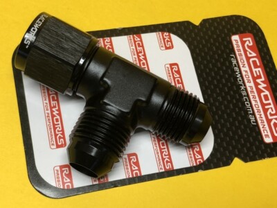 AN10 3 way Tee flare union with swivel on run -10AN Black RWF-145-10BK ...