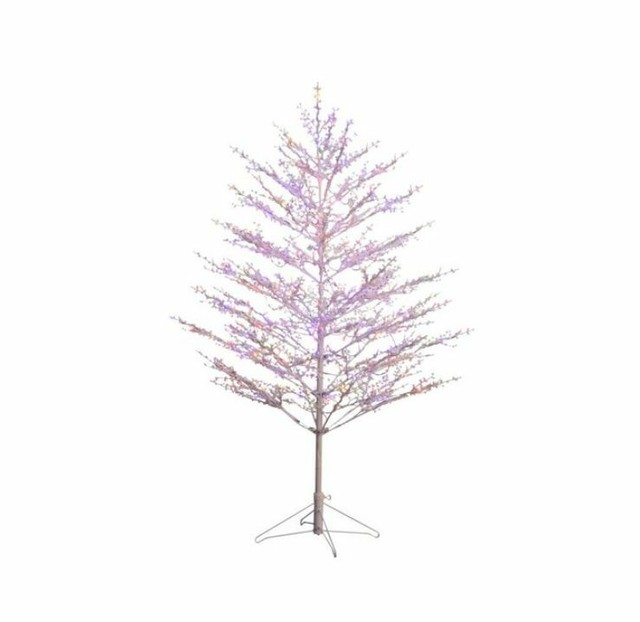 GE 7 FT PRE-LIT WHITE WINTER BERRY 500 COLOR CHANGING LED LIGHTS TREE ...