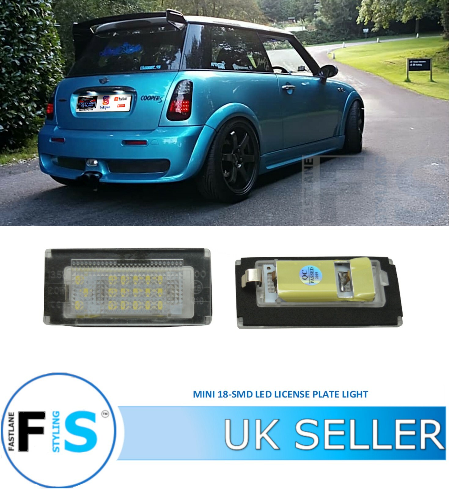 MINI COOPER R50 R52 R53 18SMD LED LICENSE NUMBER PLATE LIGHTS CLEAR ...